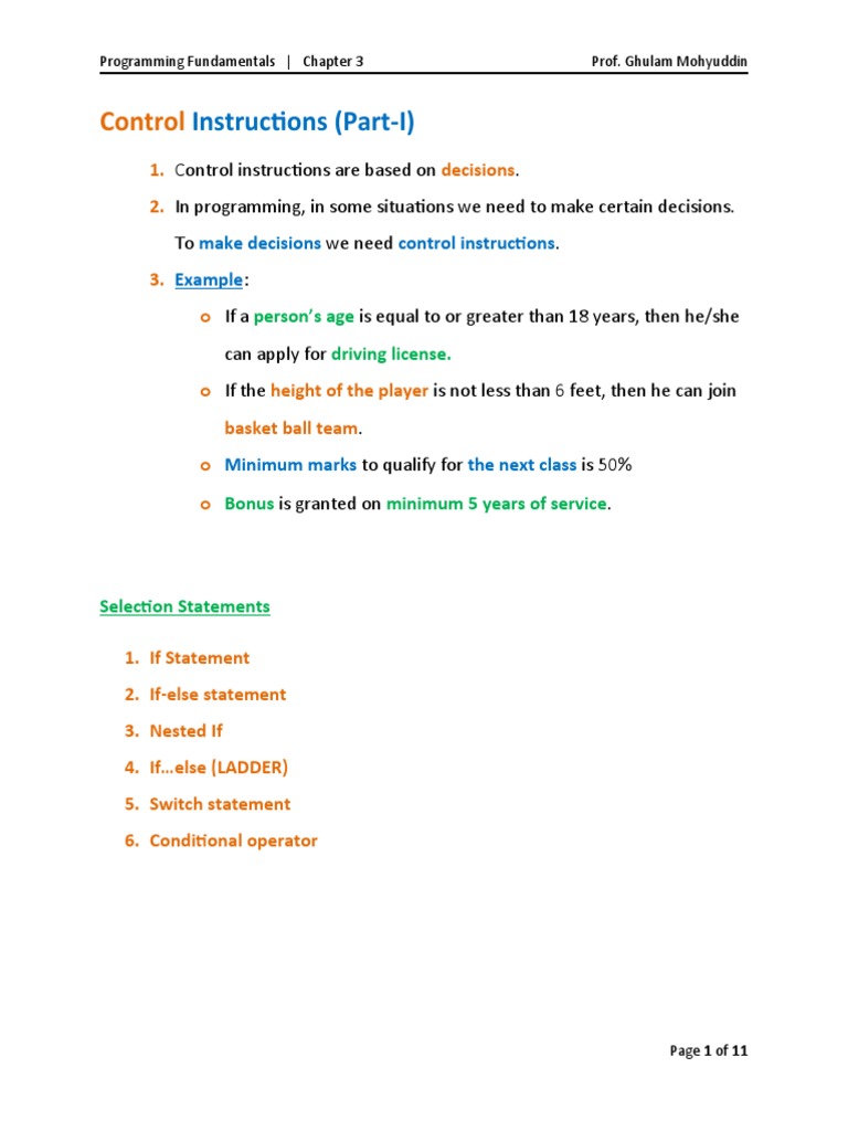 Chapter3 Control Instructions | PDF | Software Engineering | Computer Programming