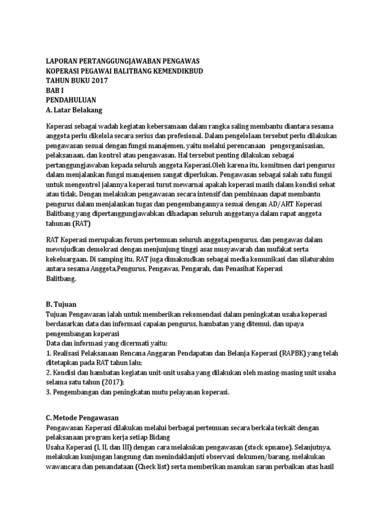 Laporan Pertanggungjawaban Pengawas | PDF