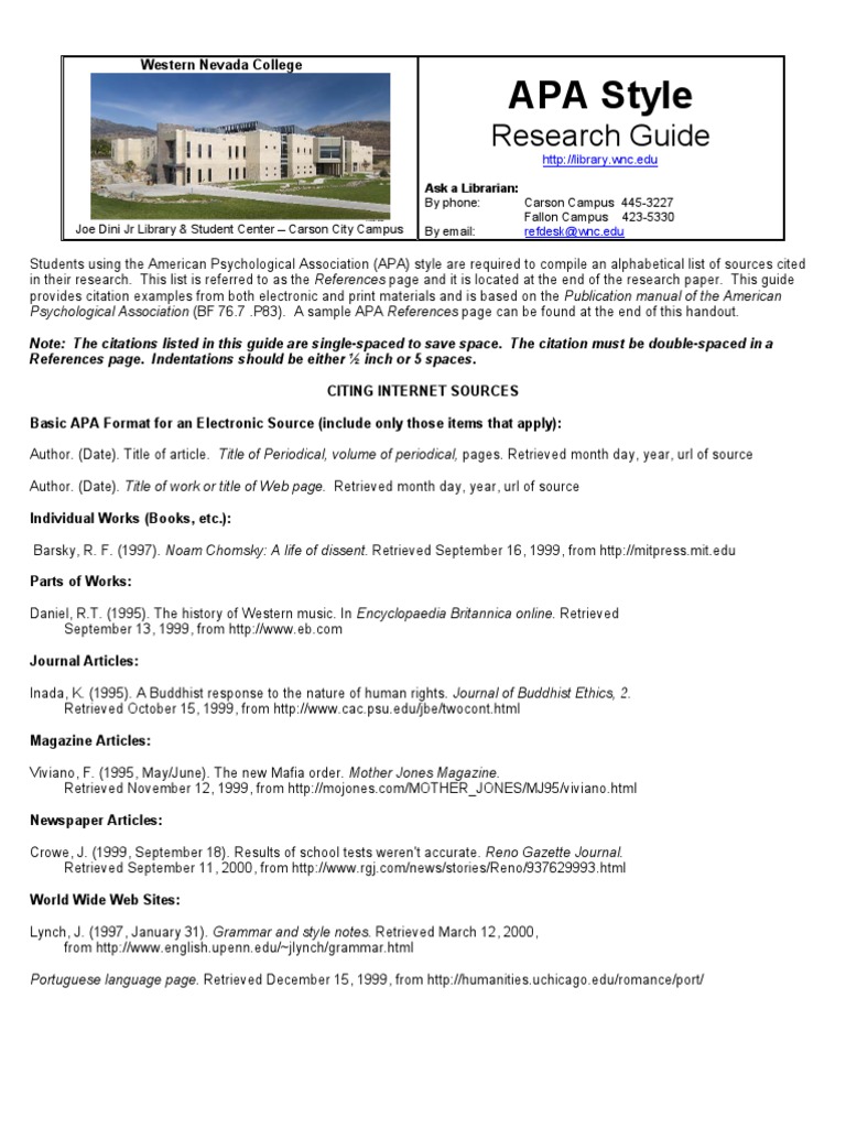 APA Style: Research Guide | PDF | Citation | American Psychological ...