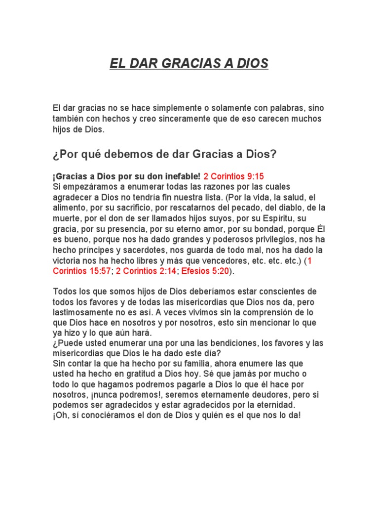 El Dar Gracias A Dios | PDF | Dios | Milagro
