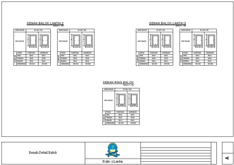 Denah Balok Lantai 2 Denah Balok Lantai 3 | PDF