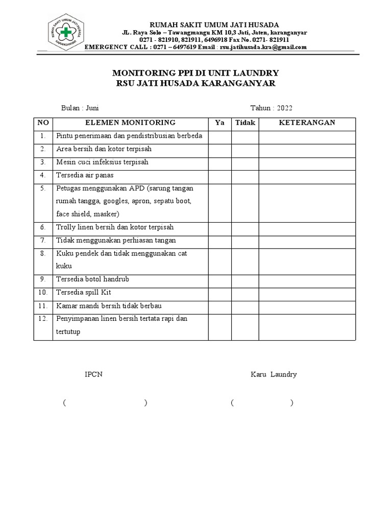 Monitoring Ppi Di Unit Gizi Dan Laundry | PDF