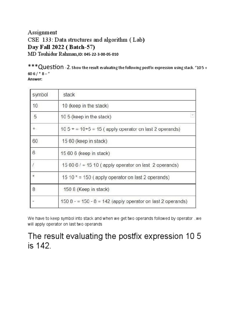 Assignment Data Structure And Algorithm Pdf Information Technology 5553