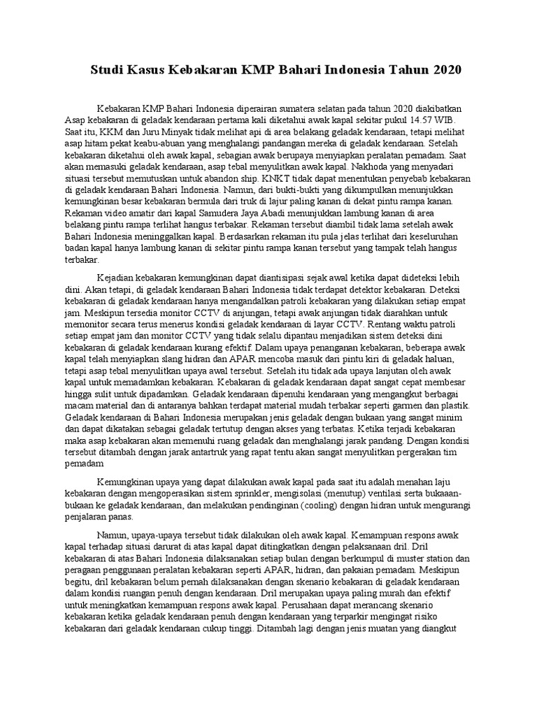 Analisis Kebakaran KMP Bahari 2020 | PDF