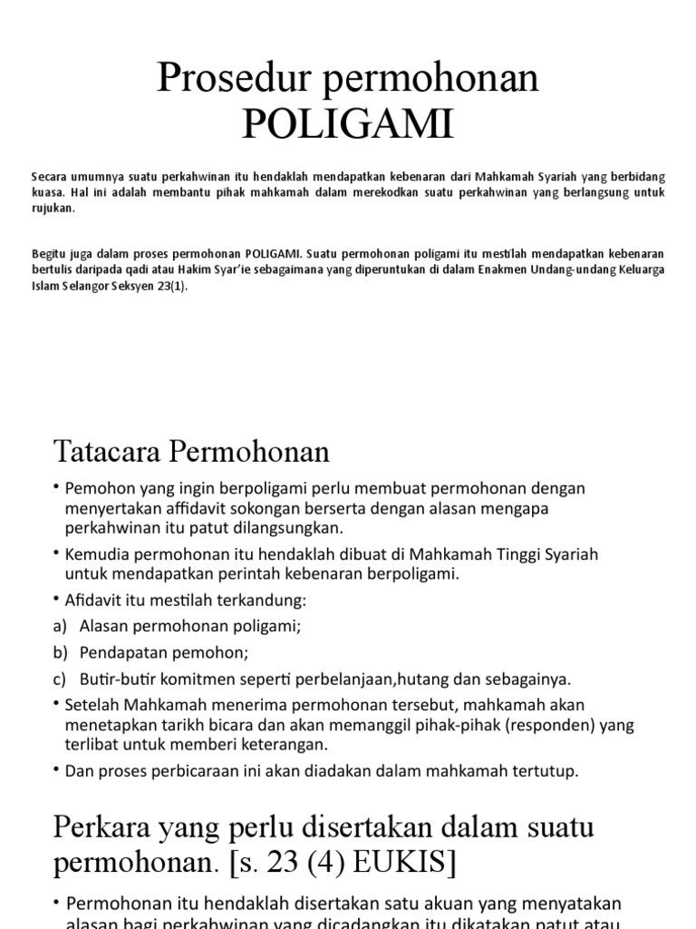 Prosedur Permohonan Poligami | PDF