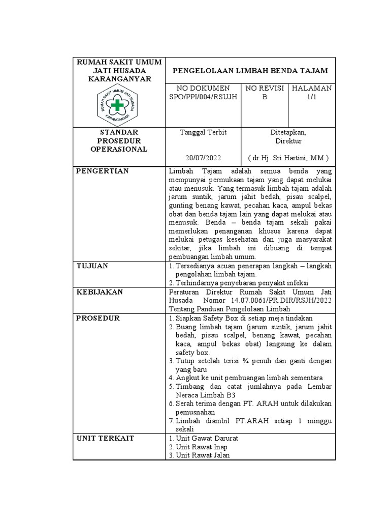 SPO PENGELOLAAN LIMBAH New PPI 7 (A) | PDF | Pengembangan Diri