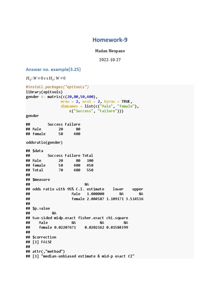 Non Parametric Homework-9 | PDF | Null Hypothesis | Teaching Mathematics