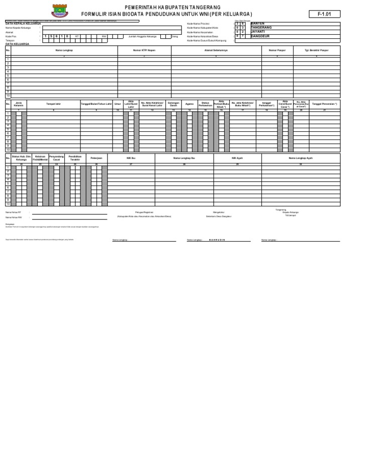 Formulir KK F.1.01 | PDF