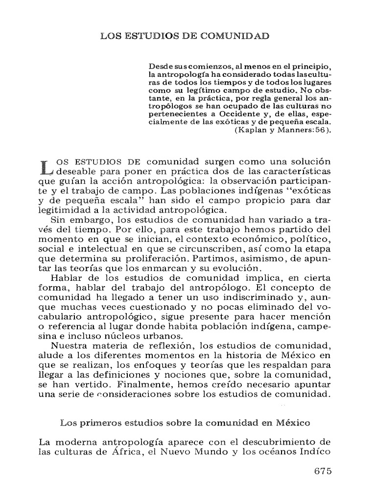 Los Estudios de Comunidad | PDF | Antropología | marxismo
