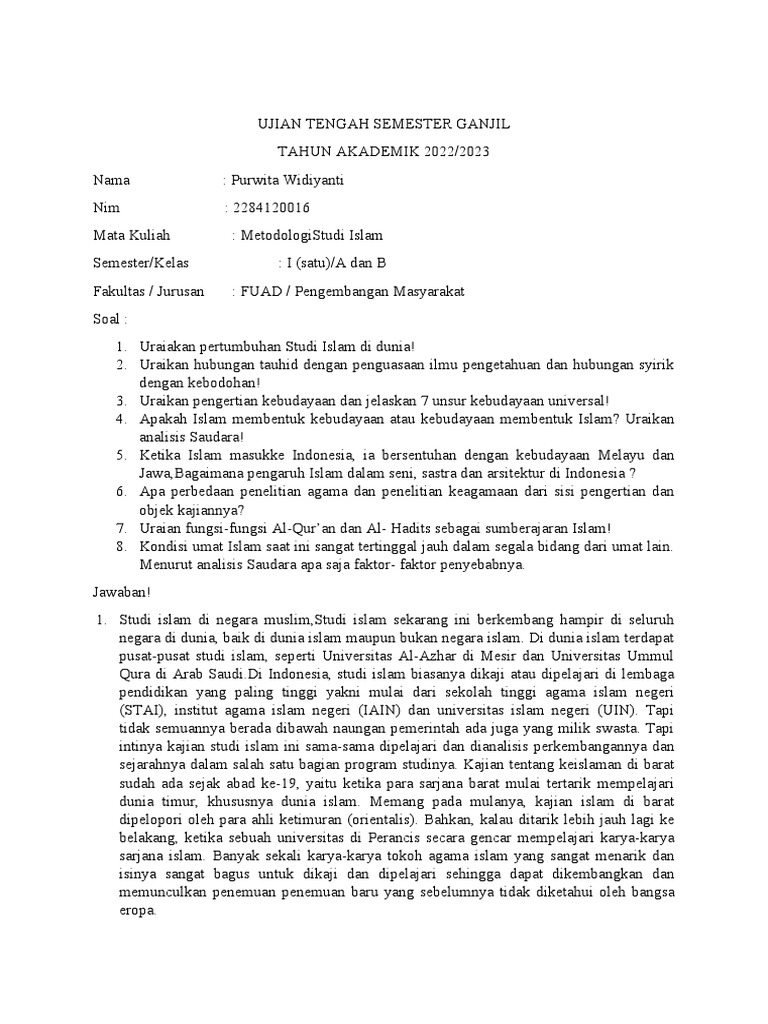 UTS Metodologi | PDF