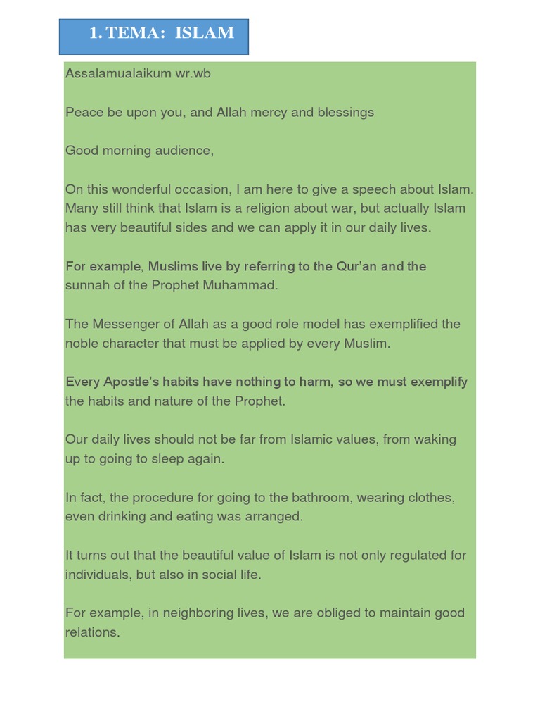 Contoh Teks Pidato Bahasa Inggris | PDF