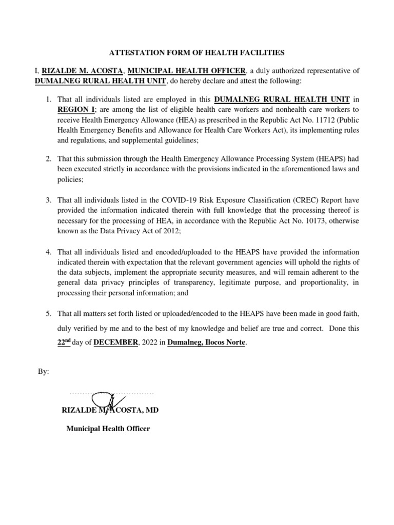HEAPS ATTESTATION LETTER April 2022 | PDF