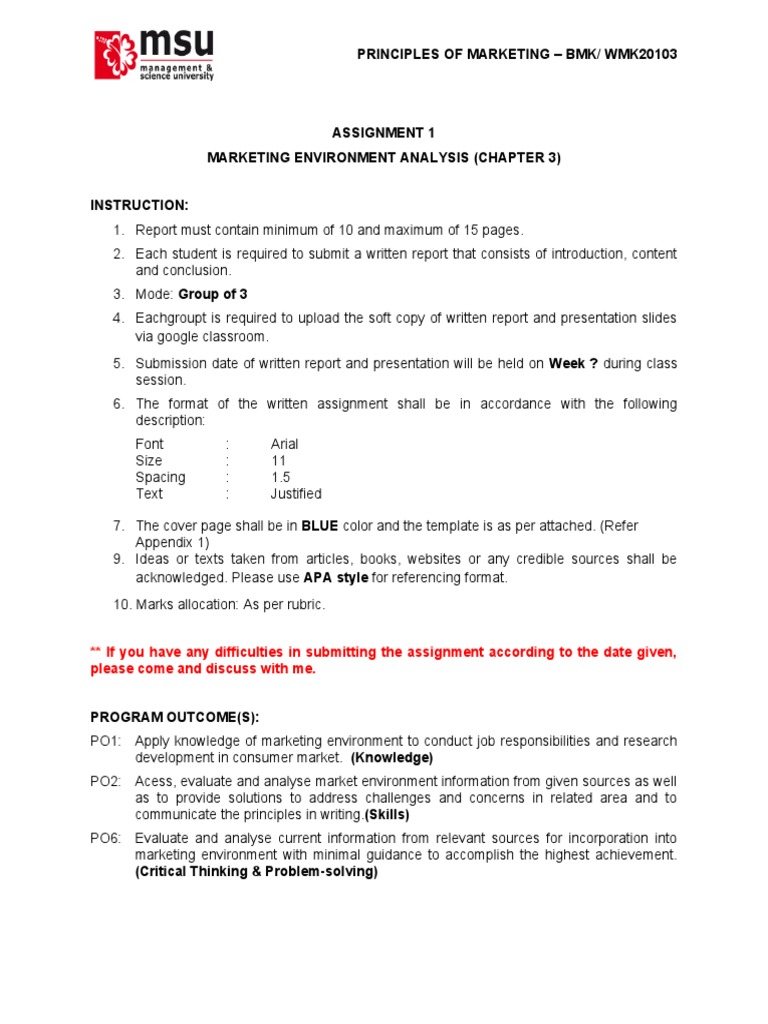 Assignment 1 BMK - wmk20103 | PDF | Marketing | Critical Thinking