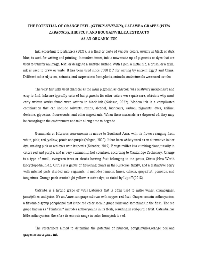 Exploring the Potential of Organic Plant Extracts as Environmentally-Friendly Inks: A Study on ...