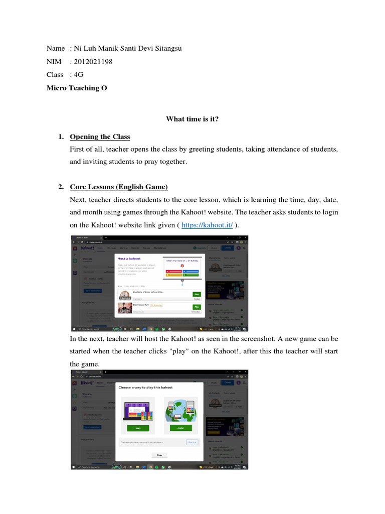Time for Learning: Using Kahoot! Games to Teach Time, Date, and Month Concepts | PDF ...