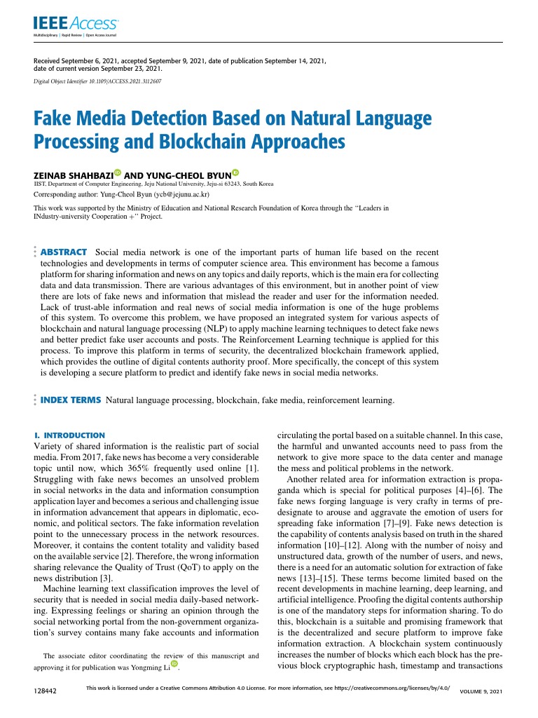 Fake Media Detection via NLP and Blockchain | PDF | Social Media ...