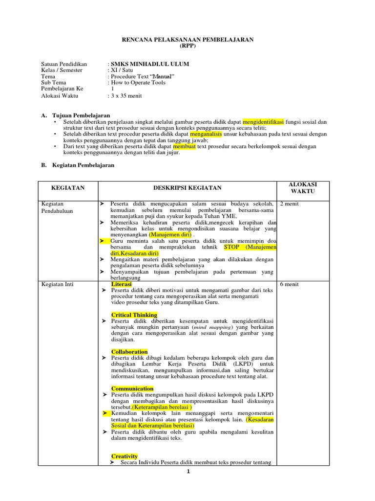 RPP Kse | PDF | Karier & Perkembangan | Pengembangan Diri