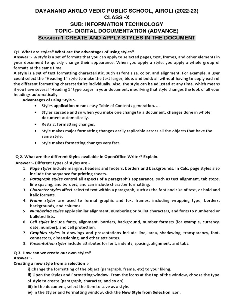 Digital Documentation-Session 1 - Styles | PDF | Paragraph | Icon (Computing)
