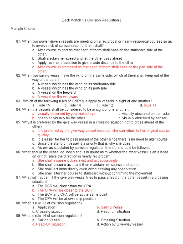 Collision Regulations for Vessel Encounters | PDF | Port And Starboard ...