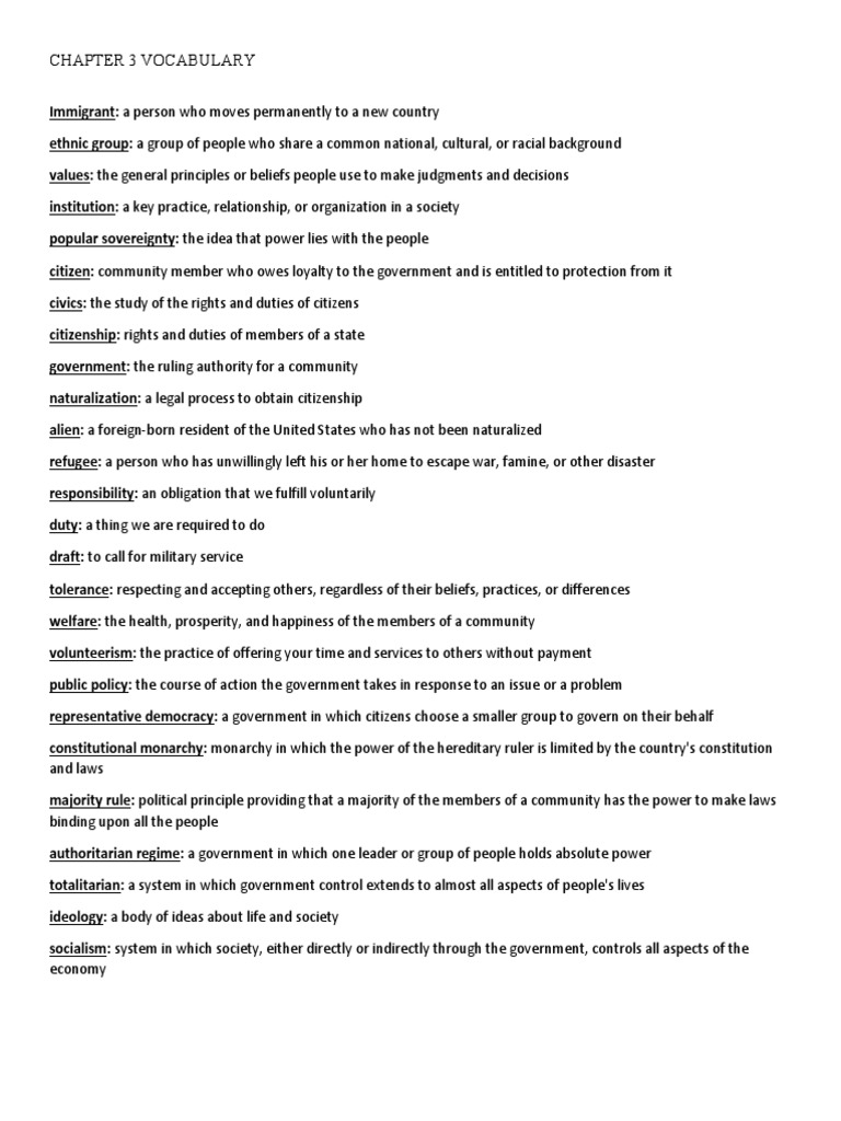 Civics CH 3 Vocab | PDF