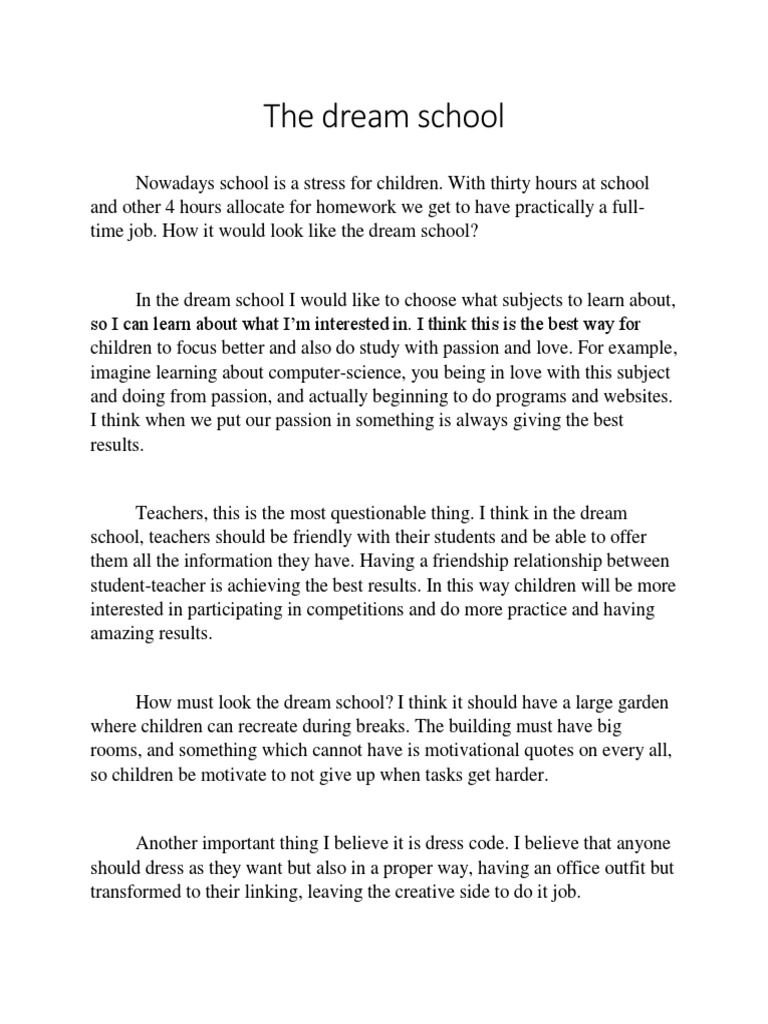 Dream School: A Student's Vision | PDF