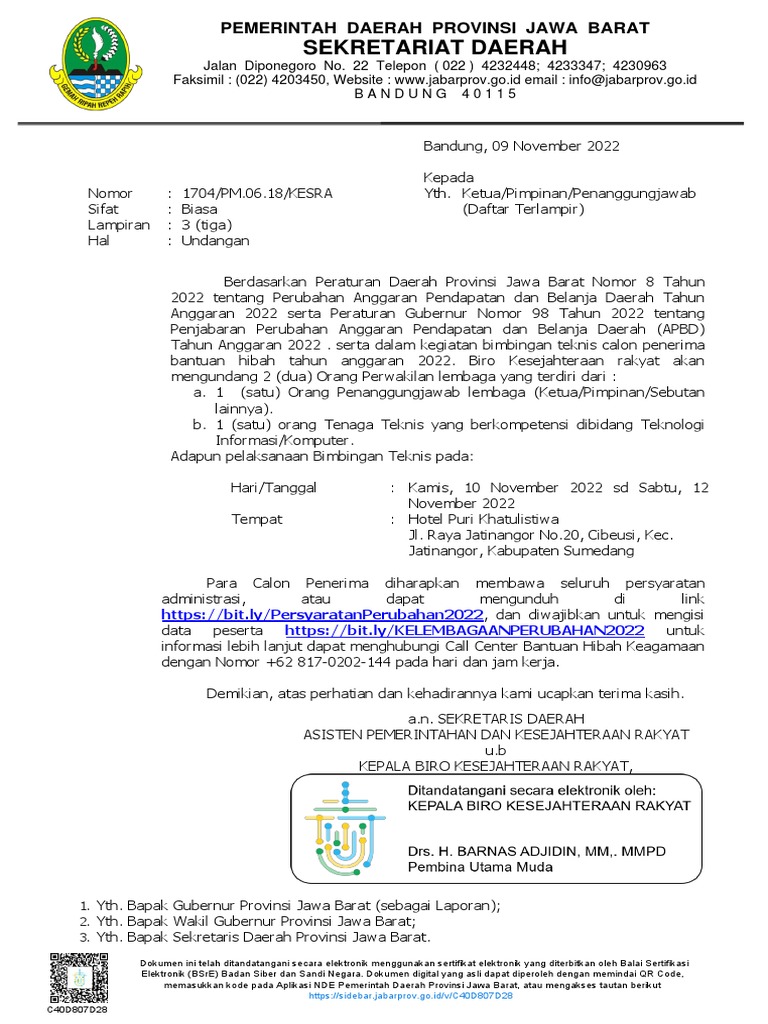 SURAT UNDANGAN BIMTEK PURI KELEMBAGAAN 09112022 173119 Signed | PDF