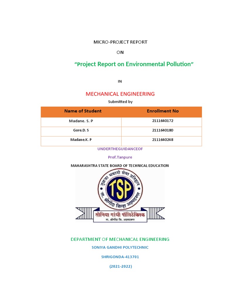 MEM Micro-Project | PDF | Sound | Pollution