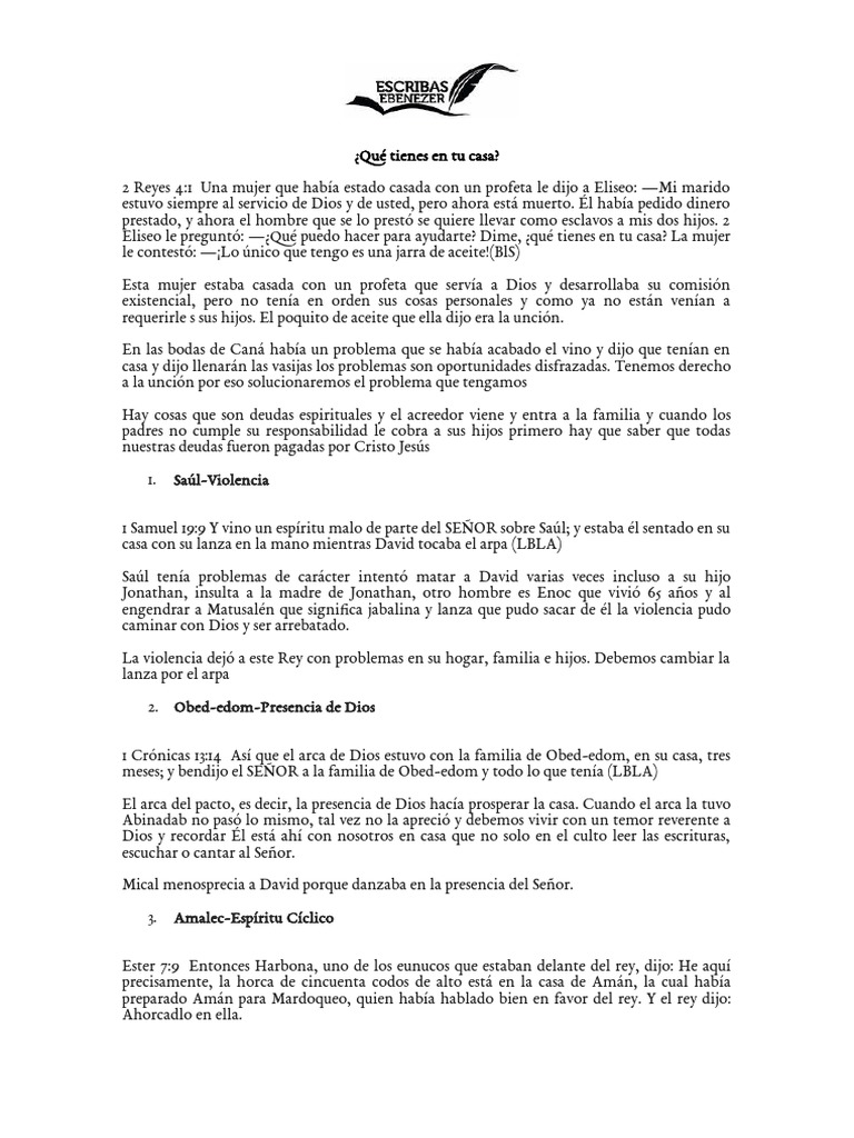 ¿Qué Tienes en Tu Casa | PDF | David | Saulo