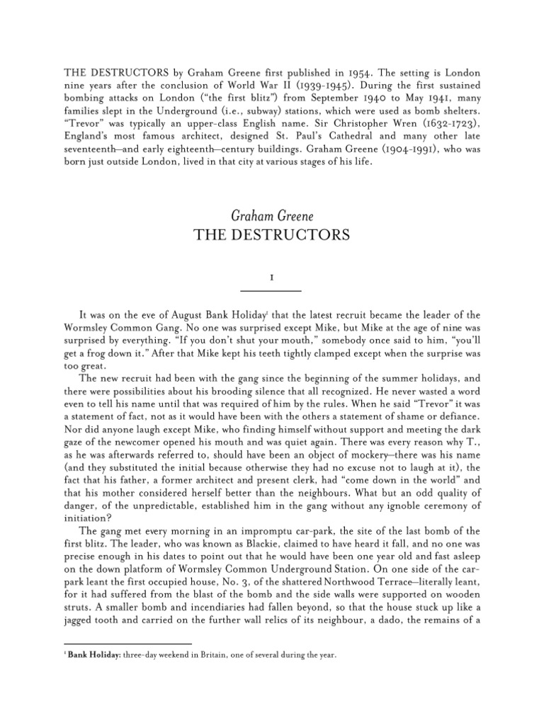 The Destructors by Graham Greene | PDF