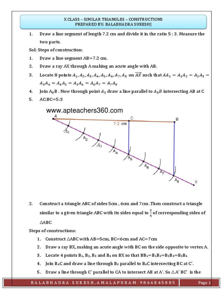 X CLASS-Similar Triangles Constructions | PDF | Triangle | Mathematics