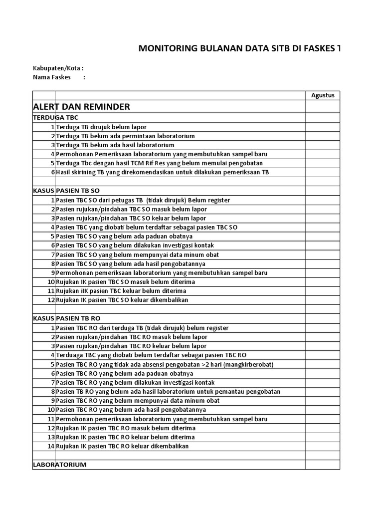Ir. Monitoring SITB Kabkota Bulanan | PDF
