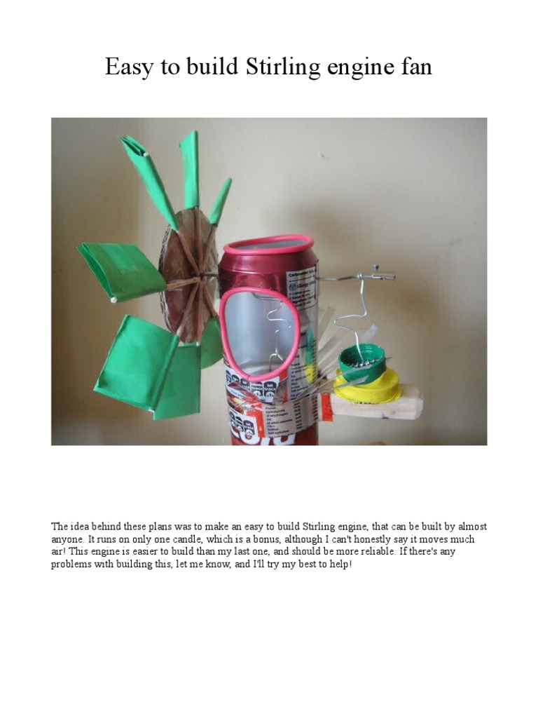 Easy To Build Stirling Engine Fan | PDF | Wire | Screw