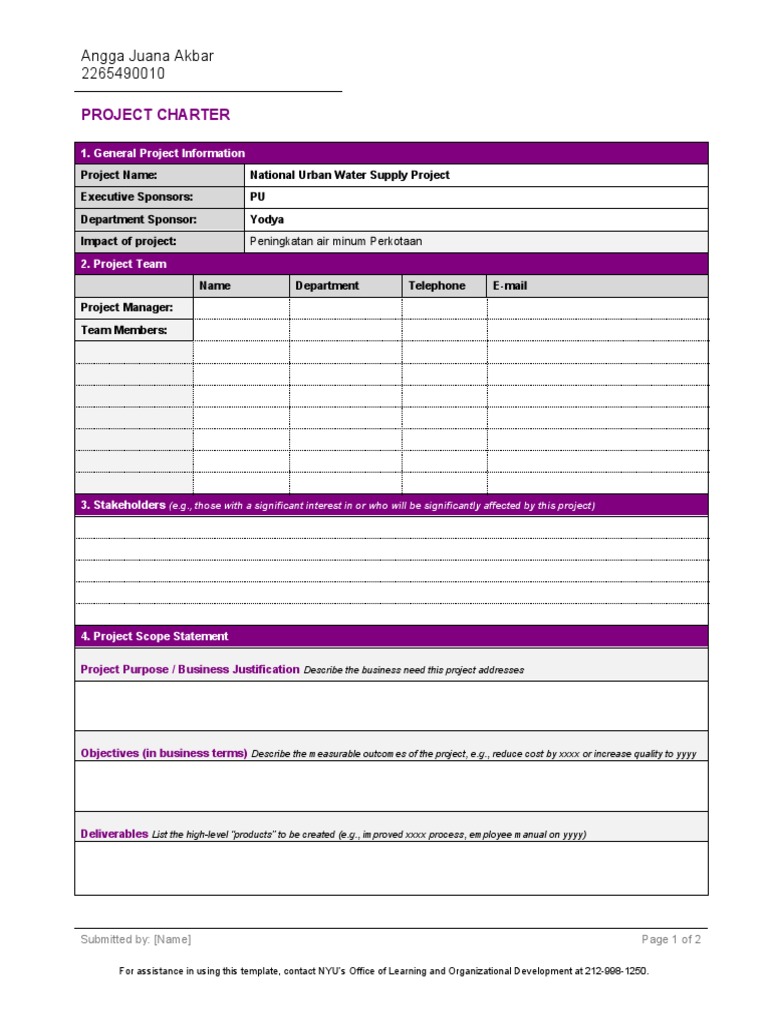 Project Charter Template | PDF | Economies | Business
