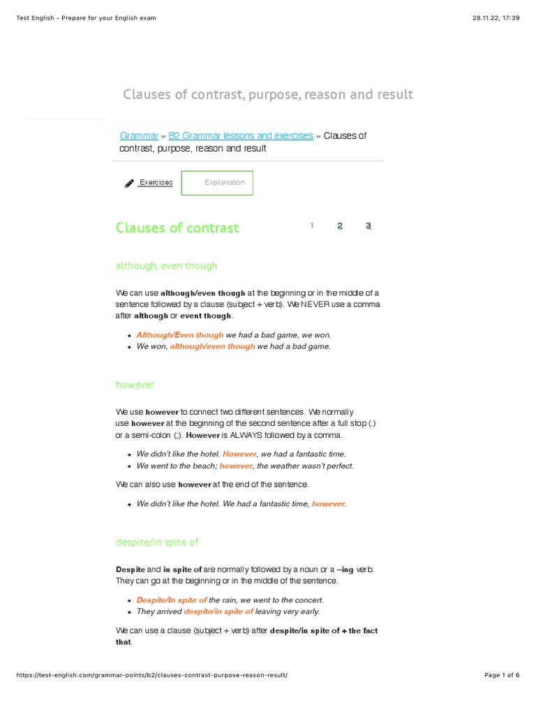 Clauses of Contrast | PDF | Verb | Sentence (Linguistics)