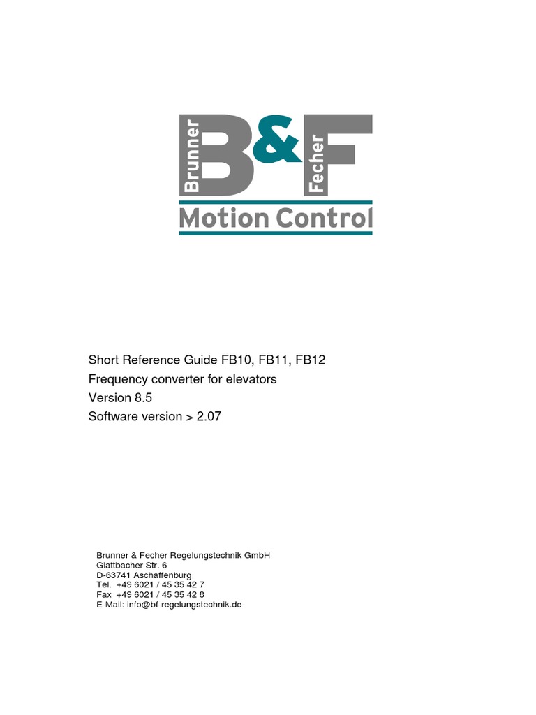FB10, FB11, FB12 Short Reference Guide Version 8.5 | PDF | Electric ...