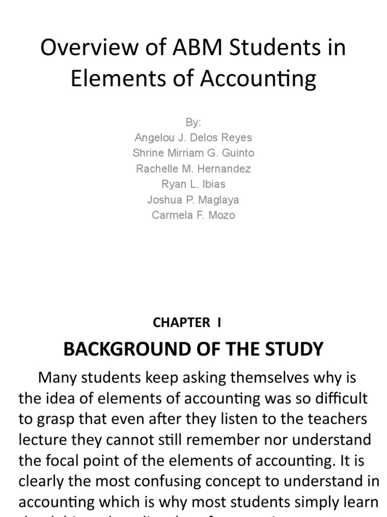 ABM Students' Perspectives on Accounting Elements | PDF | Survey ...