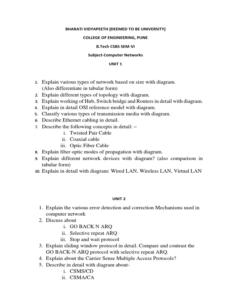 CN Question Bank | PDF | Computer Network | Routing