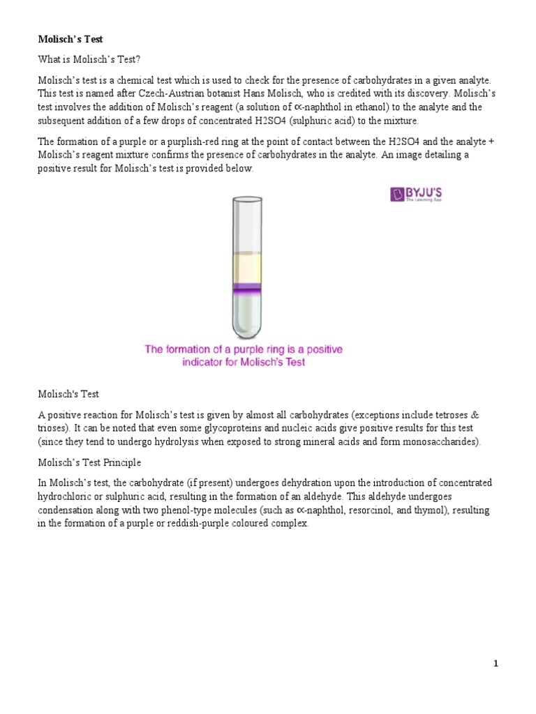 Molisch Test | PDF | Science & Mathematics