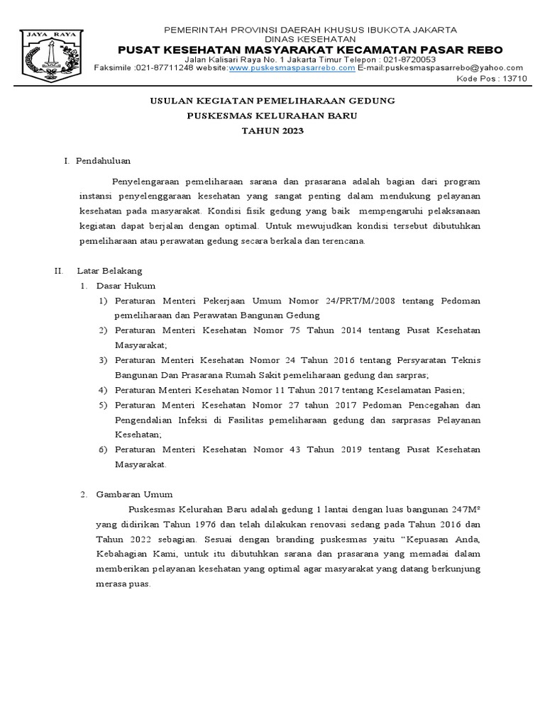 Kerangka Acuan Kerja Pemeliharaan Gedung | PDF