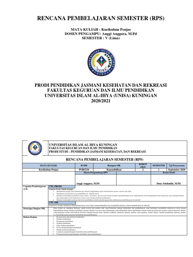 Rps Kurikulum | PDF Rps Kurikulum | PDF