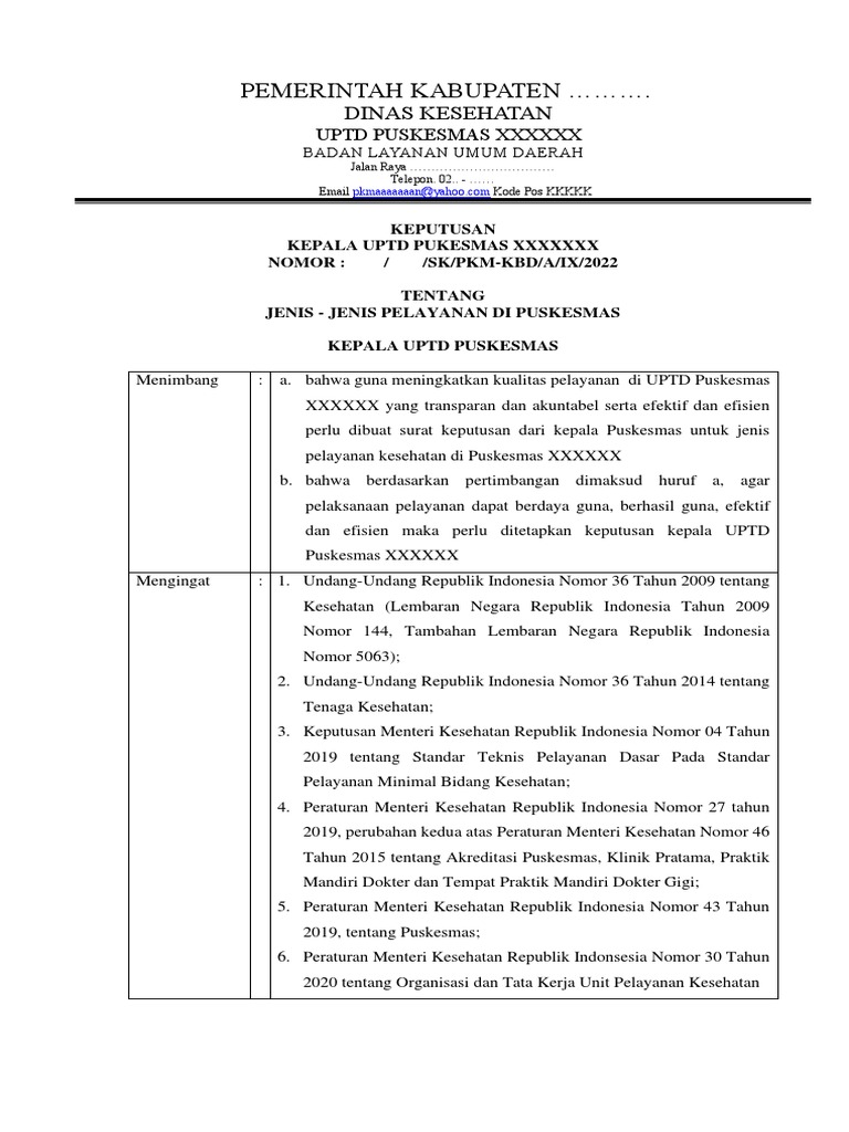 00 Jenis Pelayanan Di Puskesmas | PDF