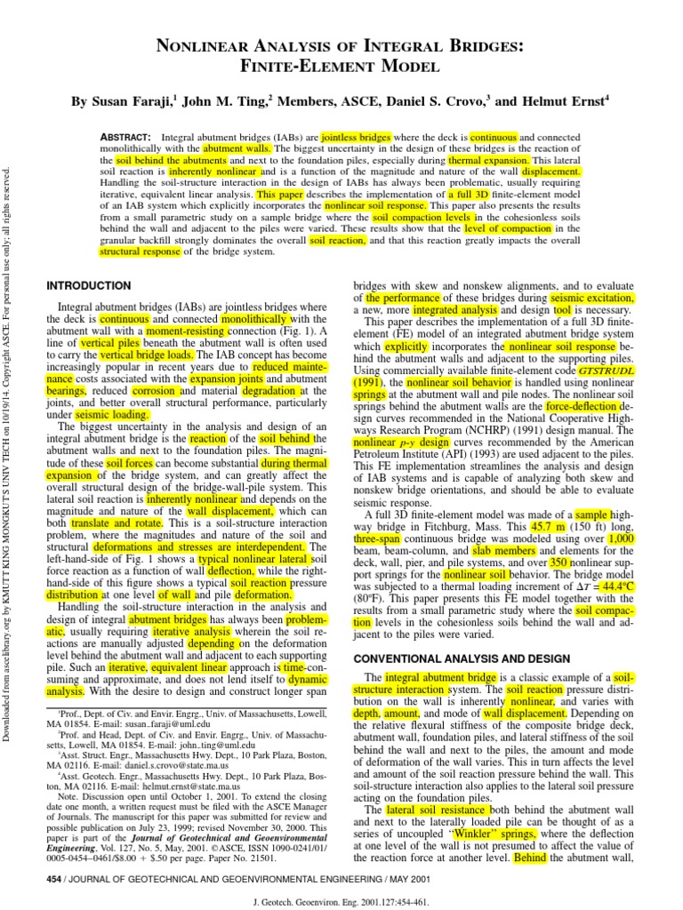 06-Nonlinear Analysis of Integral Abutment Bridges Finite Element Model | PDF | Deep Foundation ...