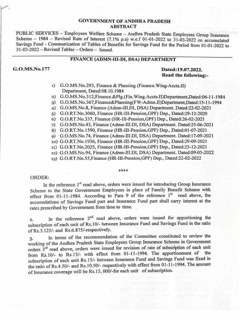 G.O.Ms .No .177-Dt.19.07.2022 | PDF | Insurance | Interest