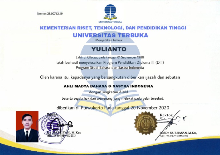 Revisi Ijazah UT Yulianto | PDF