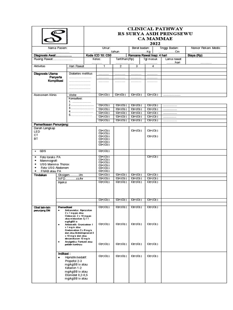 Clinical Pathway Ca Mammae | PDF | Drugs Acting On The Nervous System ...