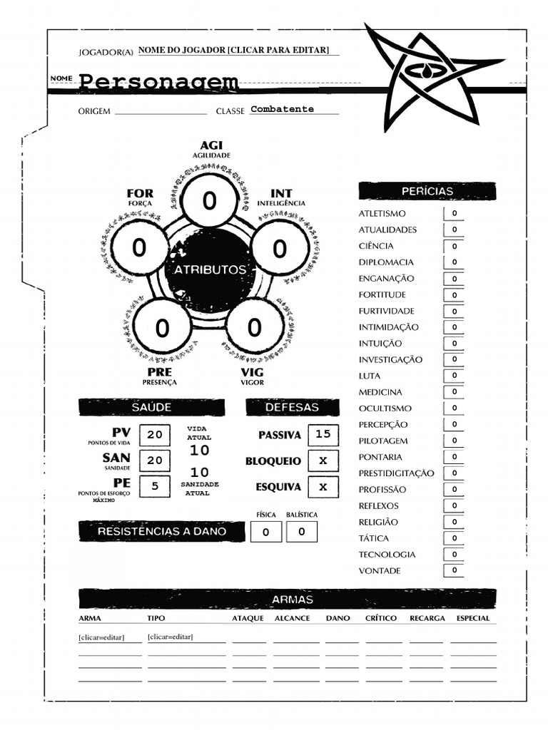 Ficha Ordem Paranormal Editável | PDF