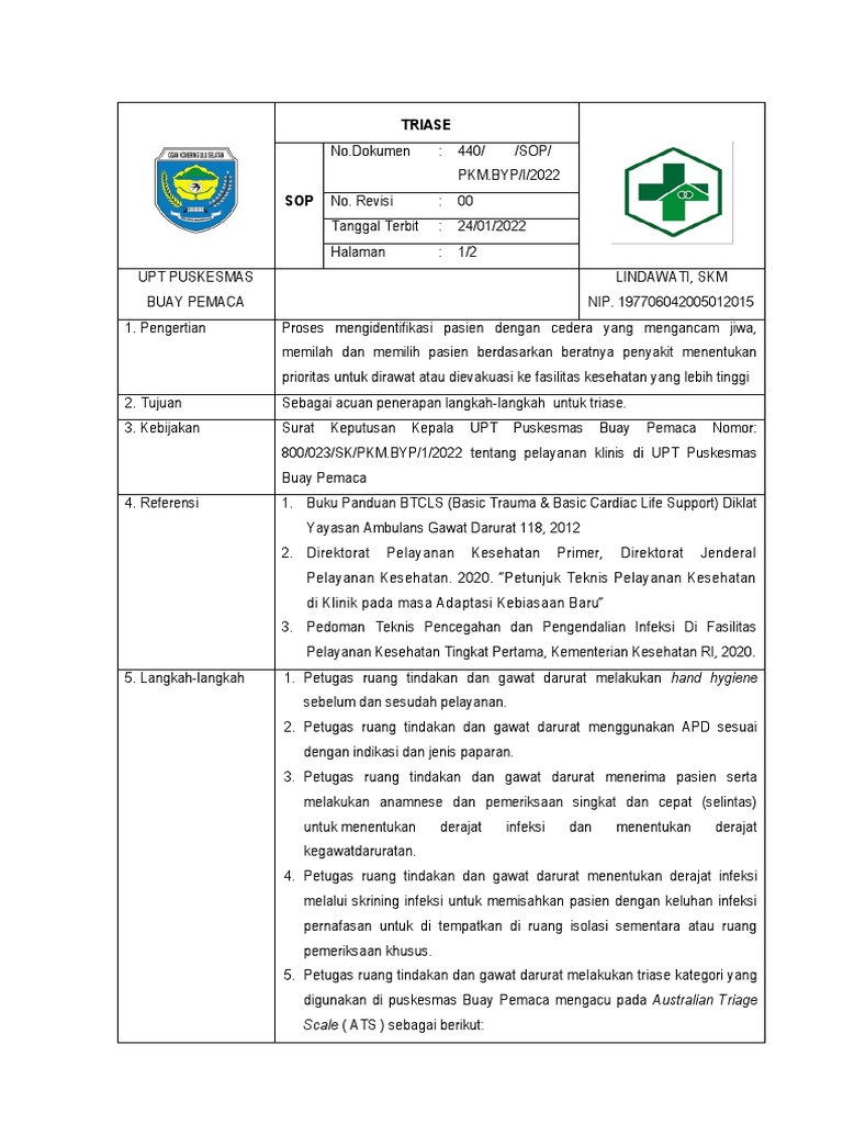 SOP TRIASE Ok | PDF