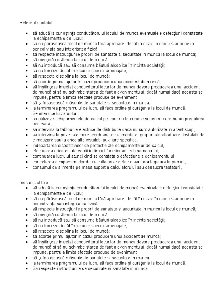 Atributii Specifice Fisa Postului | PDF