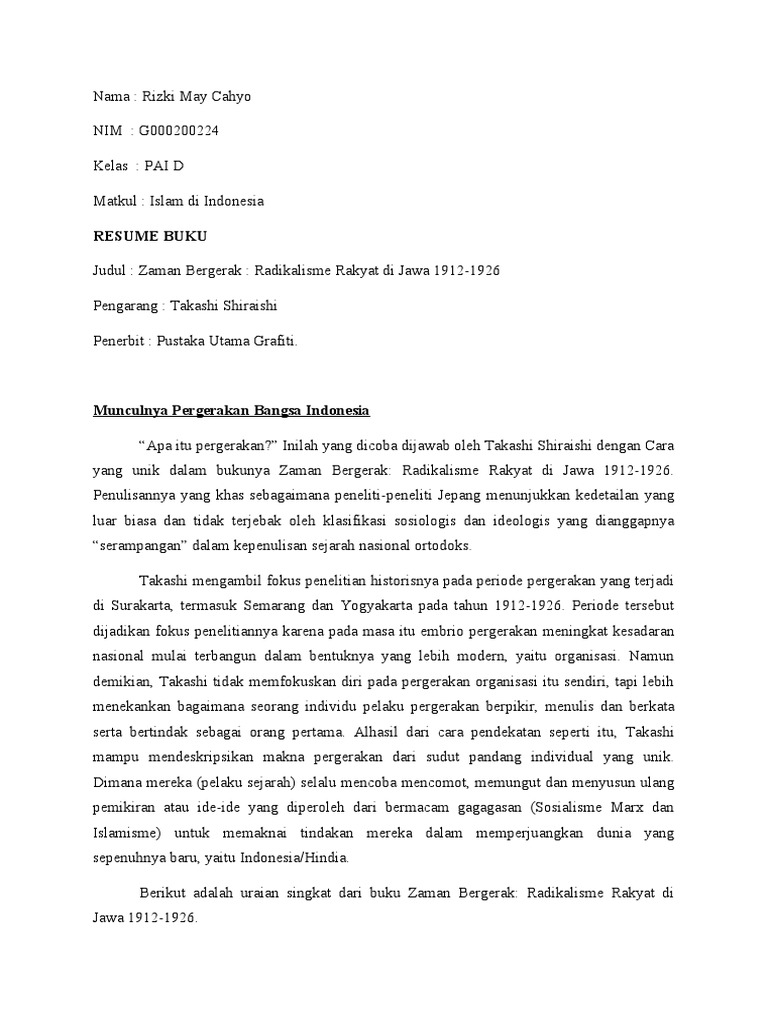 Aulia Nur Aini - Resume - Buku Zaman Bergerak | PDF