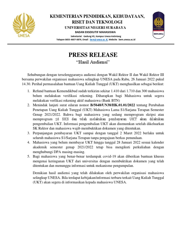 Press Release | PDF | Pengelolaan Keuangan & Uang | Ilmu Sosial